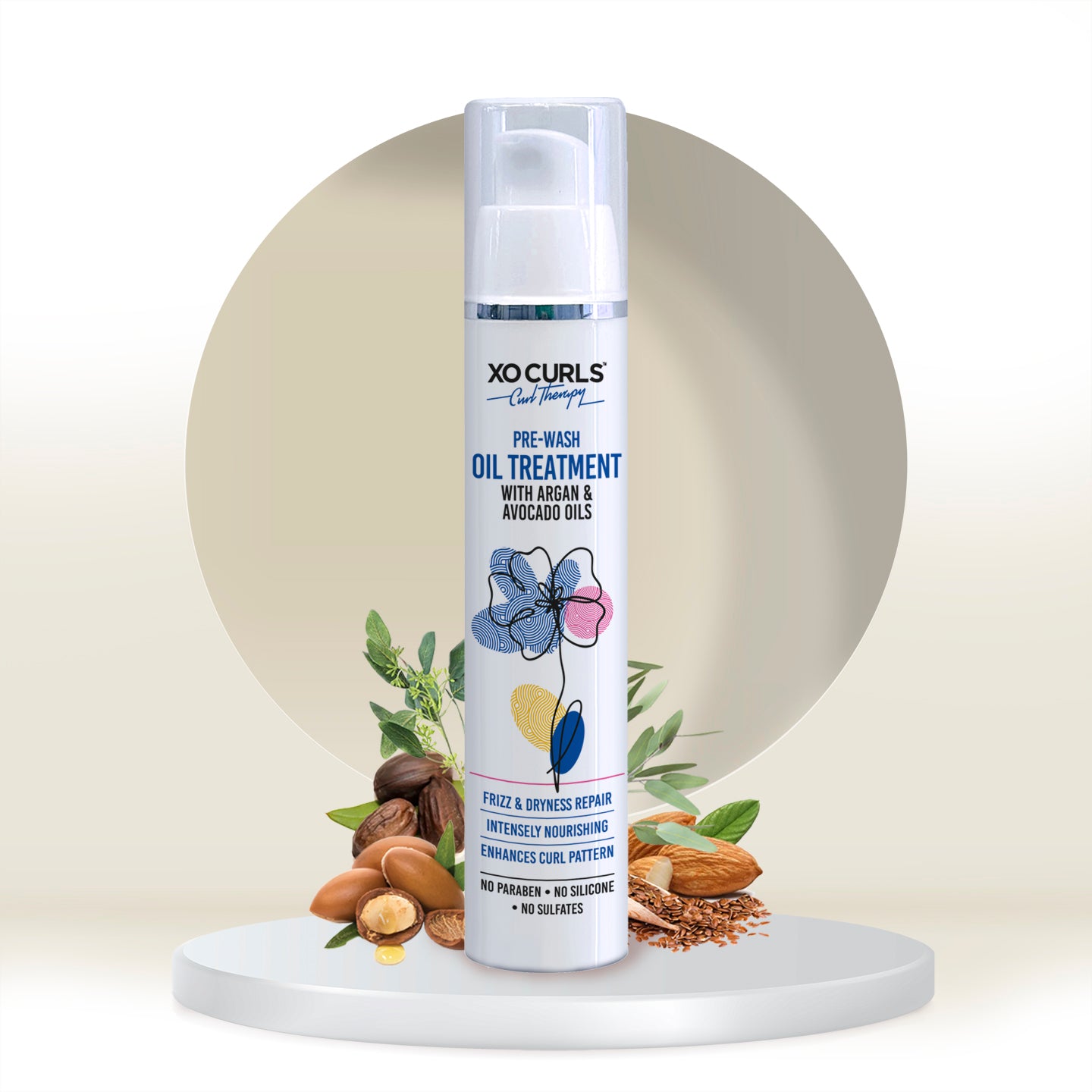 New XO Curls Pre-Wash Oil Treatment with Argan & Avocado Oils,